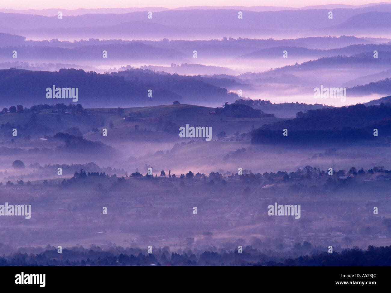 Misty Morning View of Lee County Virginia Farmland from Cumberland Gap ...