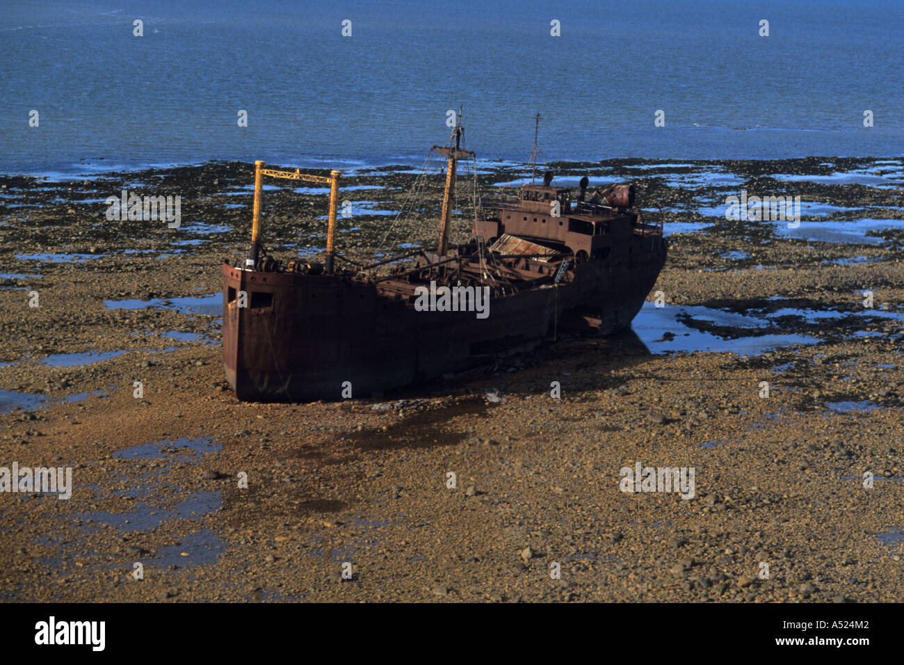 Aerial view rusting ship Ithaca 1961 near Churchill Northern Studies ...