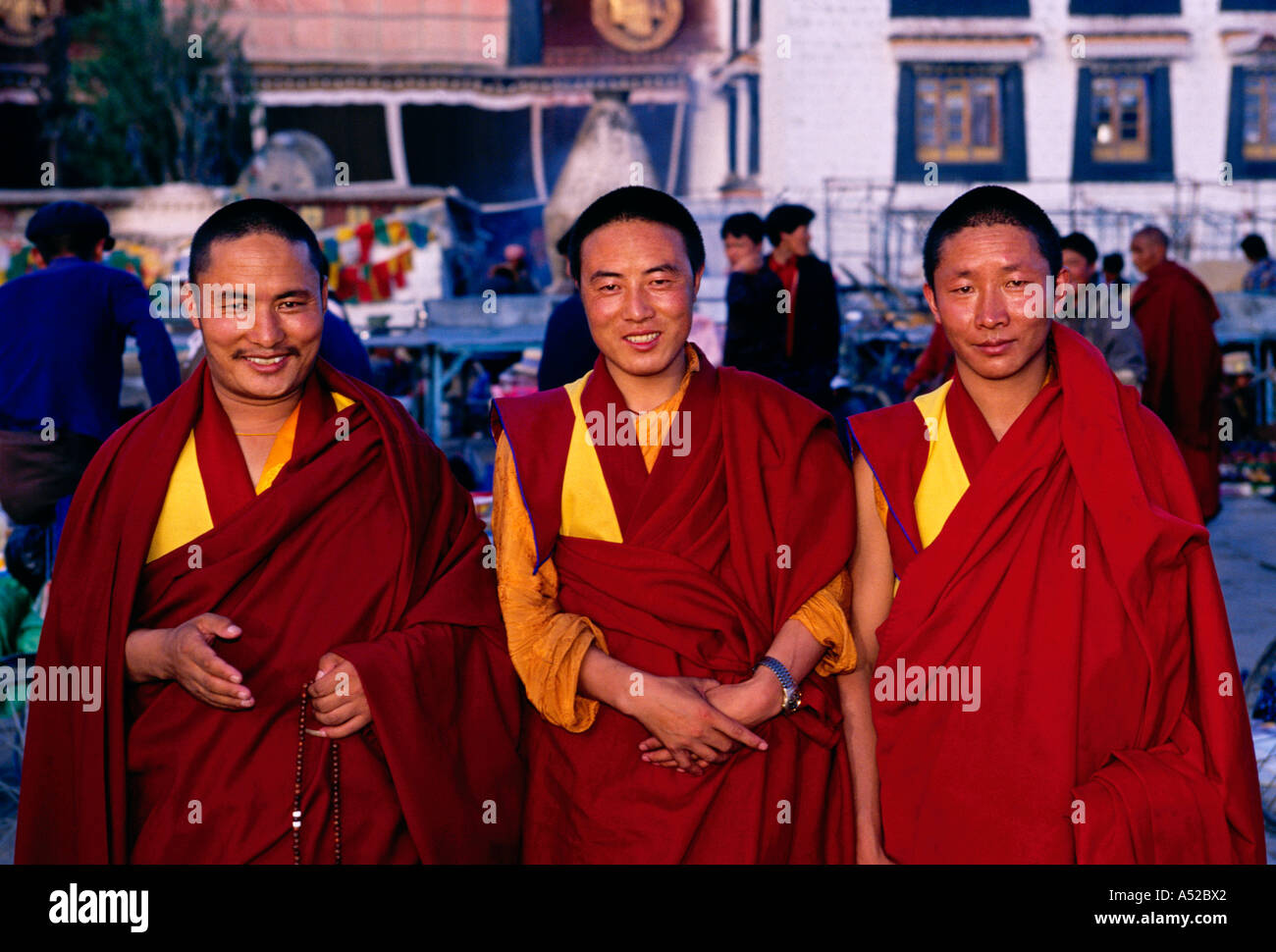 3, three, Tibetan monks, pilgrims, circumambulate, circumambulation ...