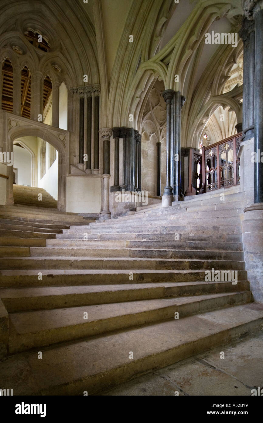 Wells Cathedral Steps to Chapter House, Somerset England Stock Photo ...