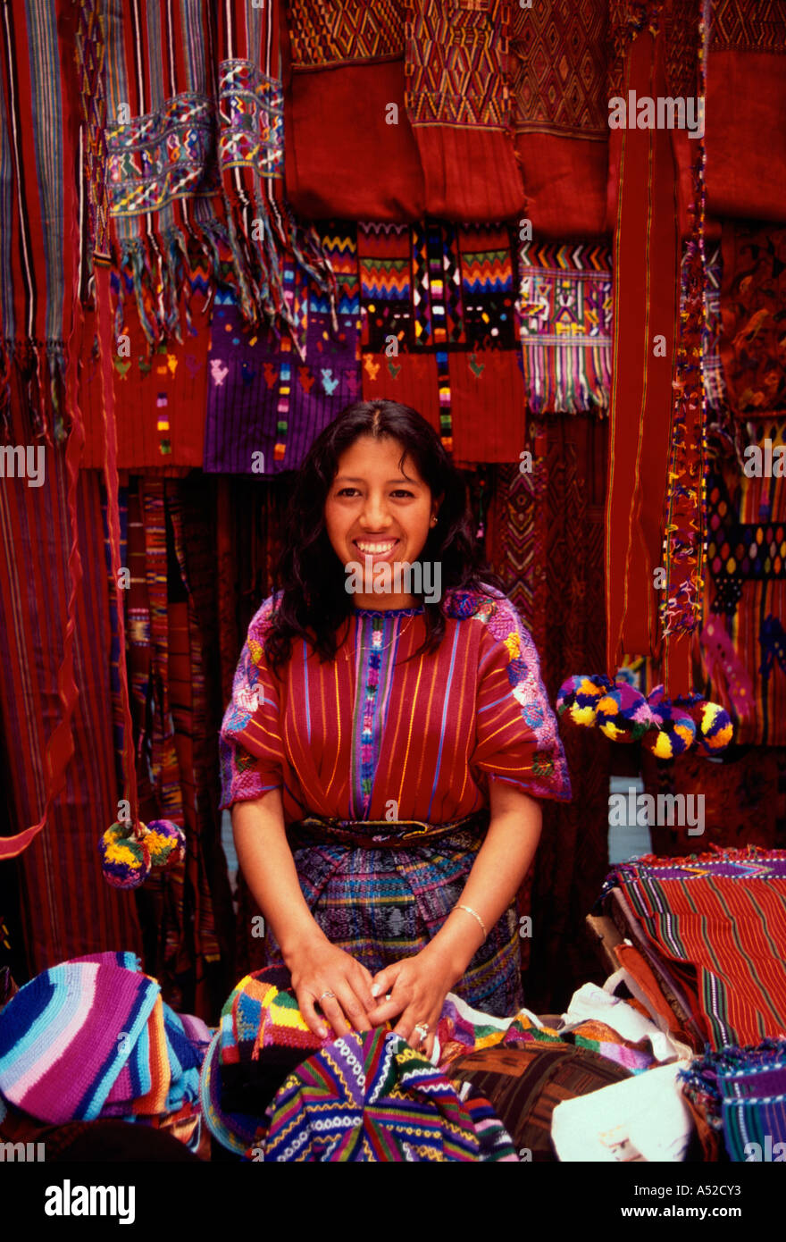 Guatemalan woman, Mayan woman, vendor, town of Chichicastenango ...