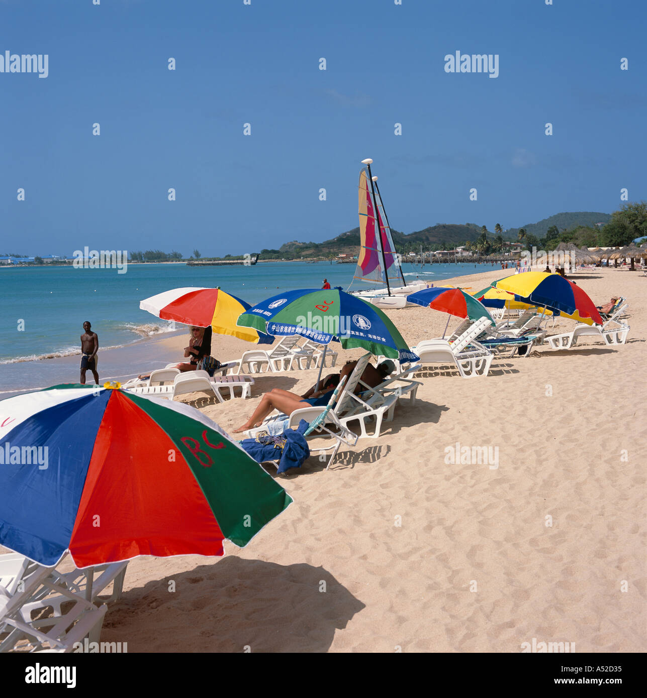 Sunbathing beach st lucia hi-res stock photography and images - Alamy