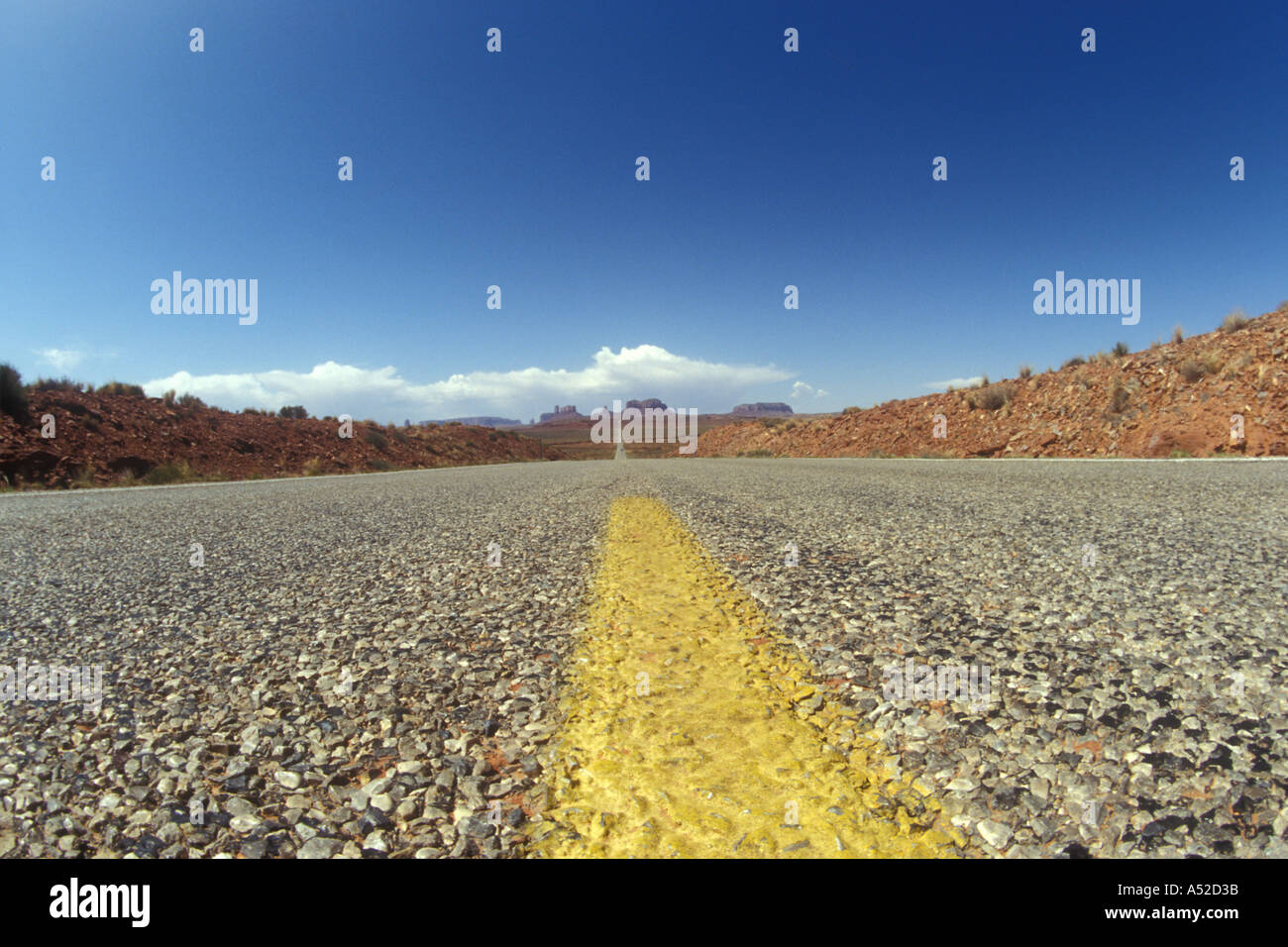Yellow Line on an Arizona Road Stock Photo - Alamy