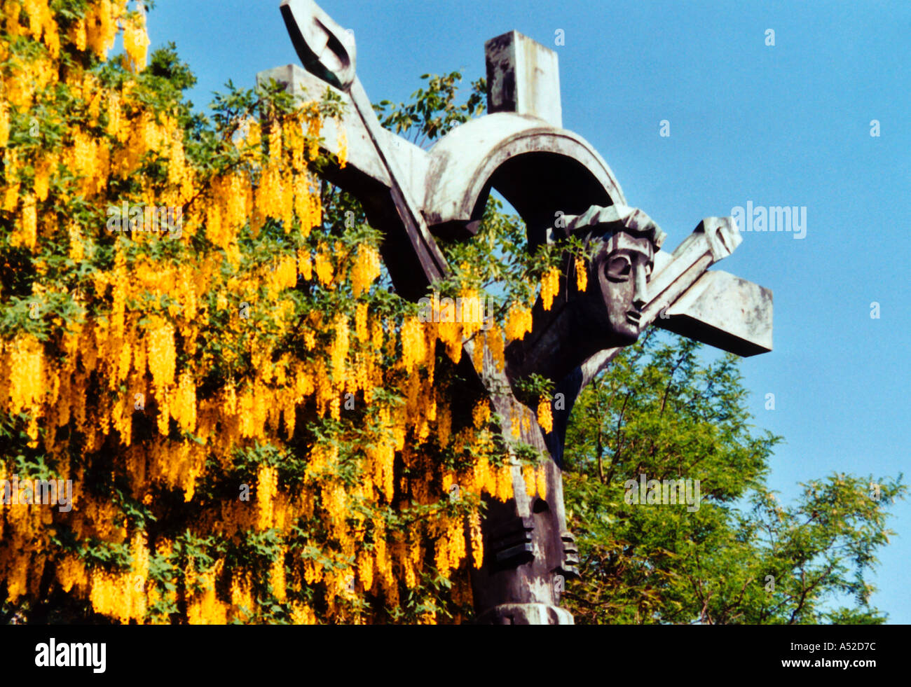 Sculpture of Jesus Christ on the cross in Paderborn Germany Stock Photo ...
