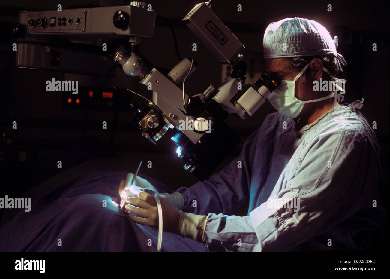 doctor performing ear surgery with a laser at Stanford Medical Center ...