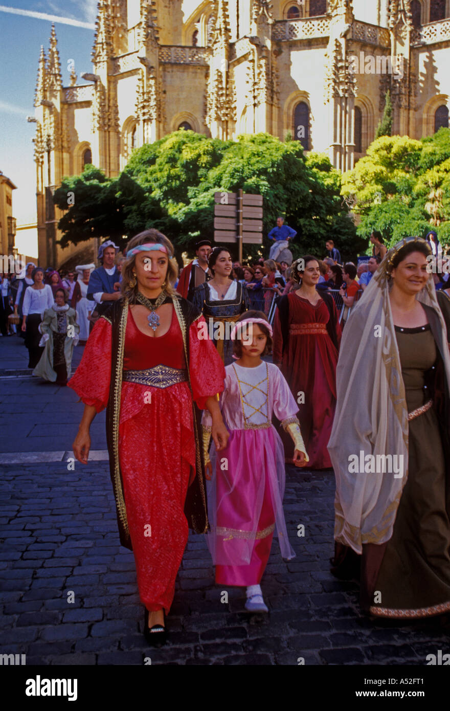 Spaniards Spanish people person adult women and girl at festival in ...