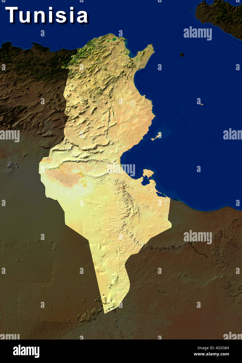 Tunisia map satellite geography hi-res stock photography and images - Alamy