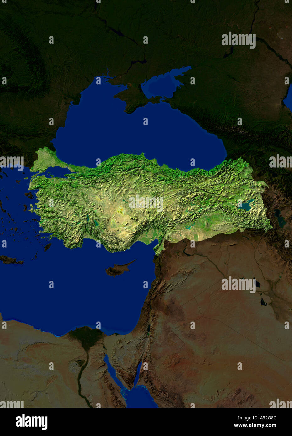 Highlighted Satellite Image Of Turkey Stock Photo - Alamy