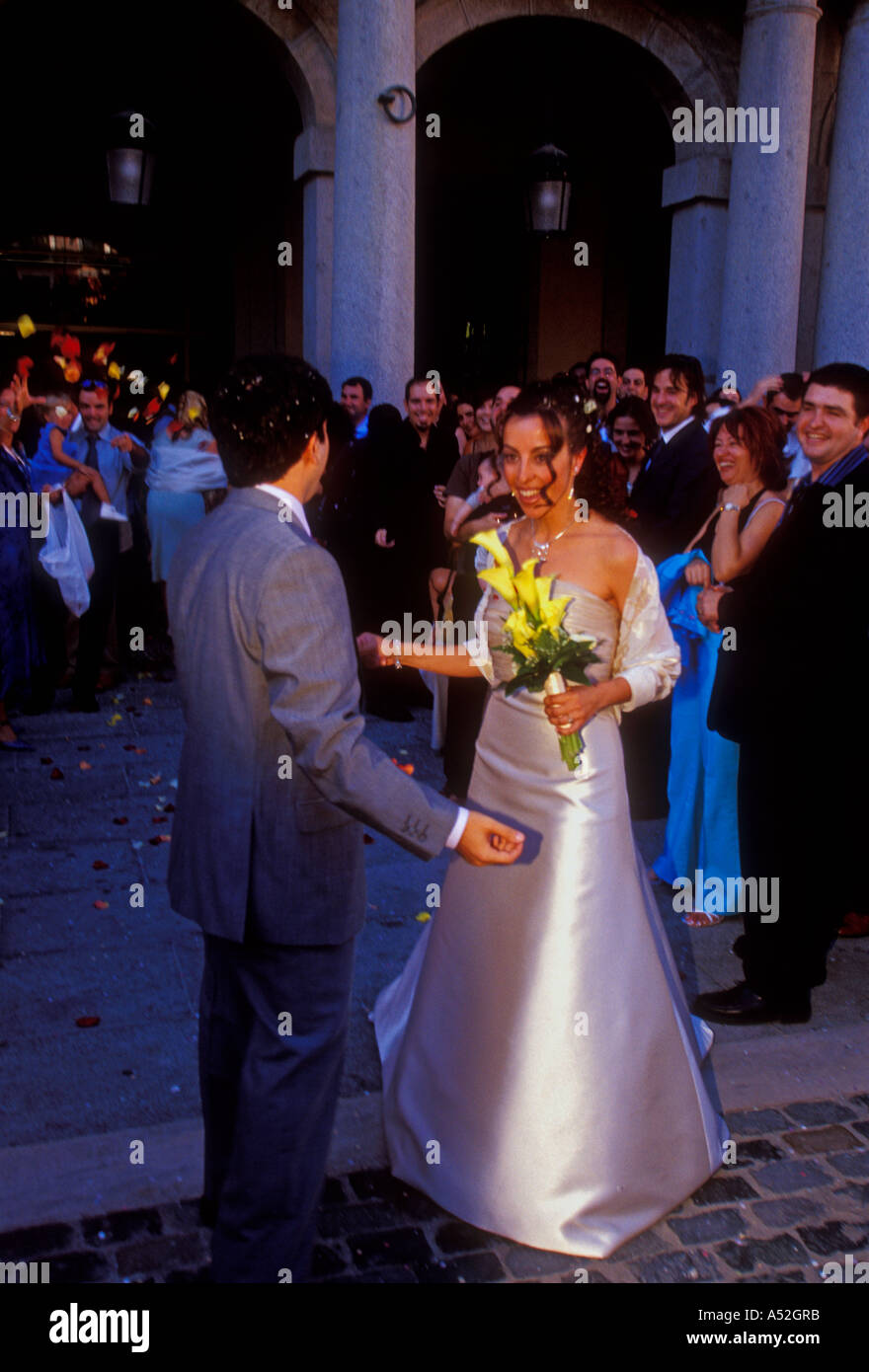 Spaniards Spanish people adult man and woman wedding bride and groom in ...