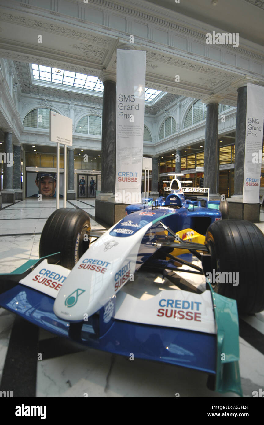 Formula 1 car in interior of Credit Suisse Lichthof building in ...