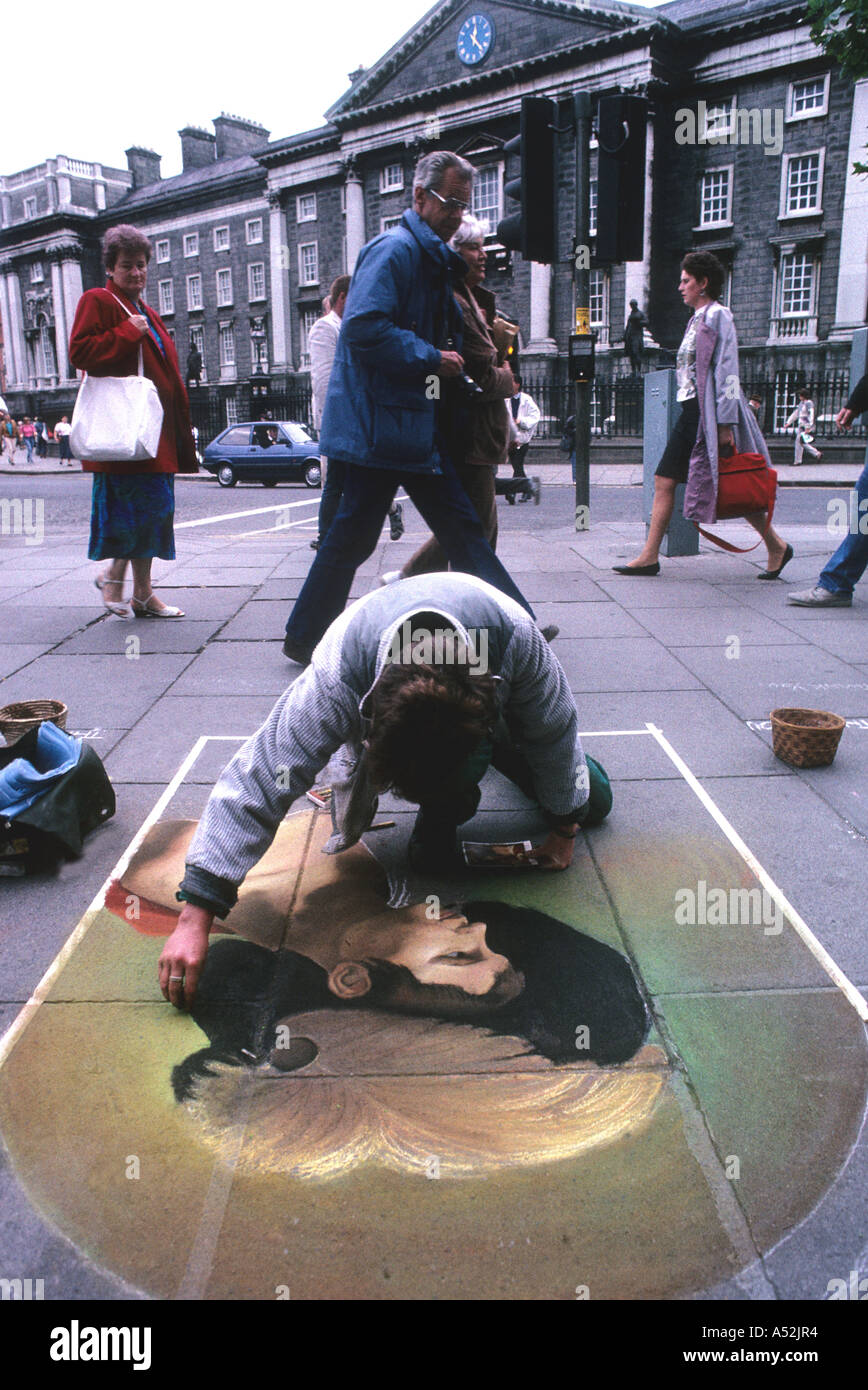 A pavement artist near Trinity College Dublin Ireland Stock Photo - Alamy