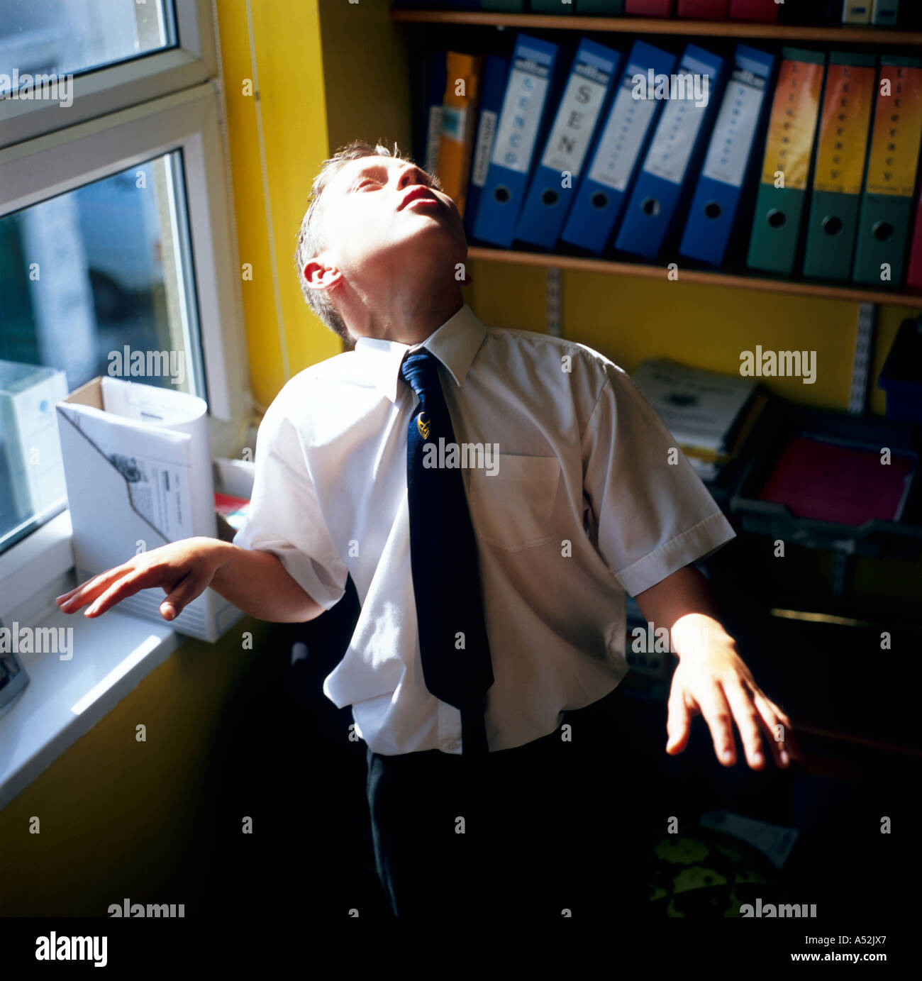 Blind School boy in class room Stock Photo - Alamy