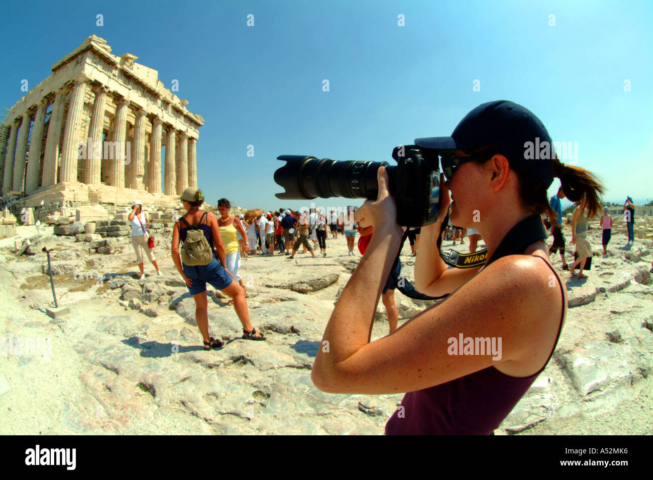 female photographer parthenon acropolis athens greece Iktinos sanctuary ...