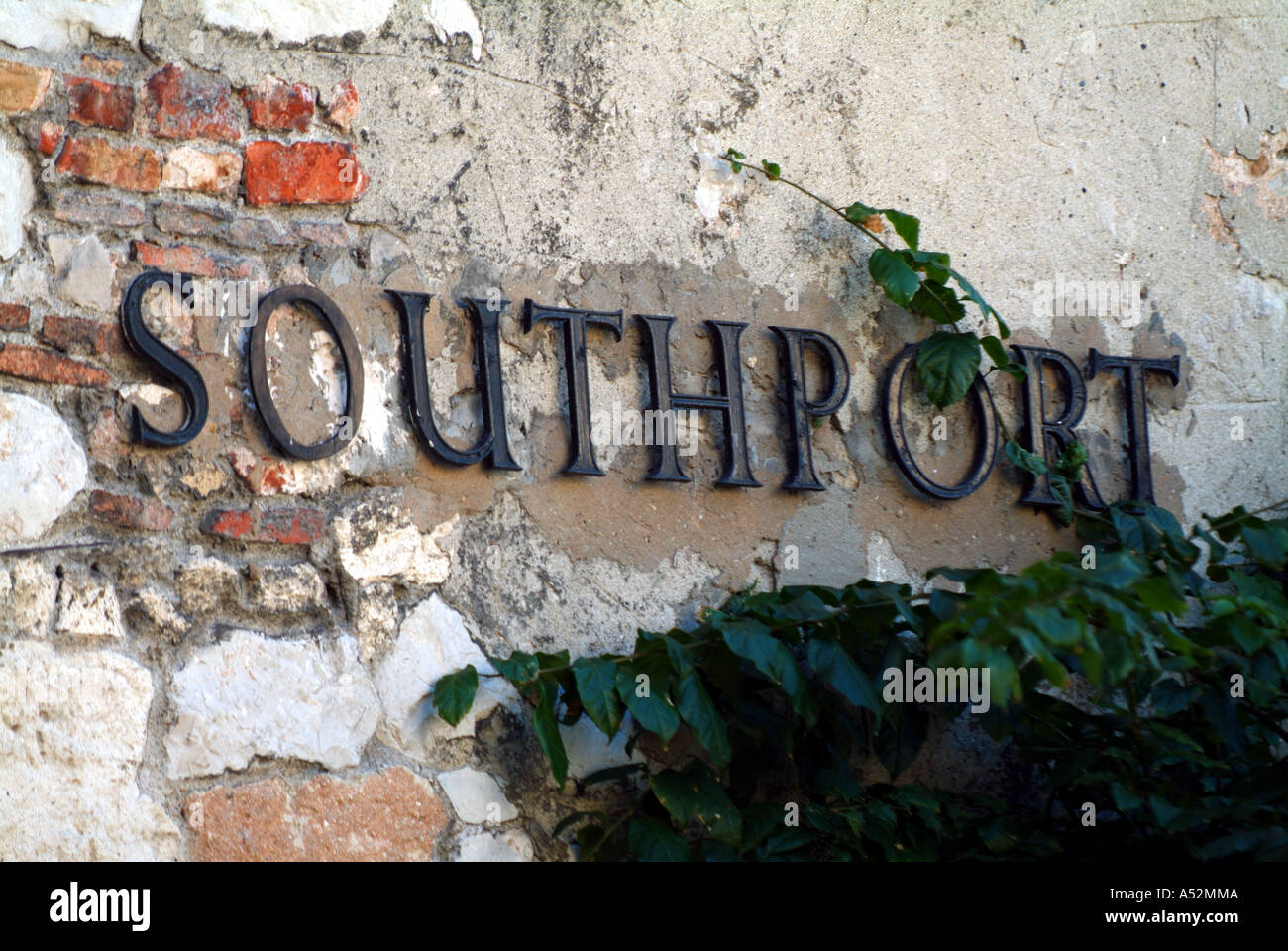 city of gibraltar the rock urban southport sign Stock Photo - Alamy