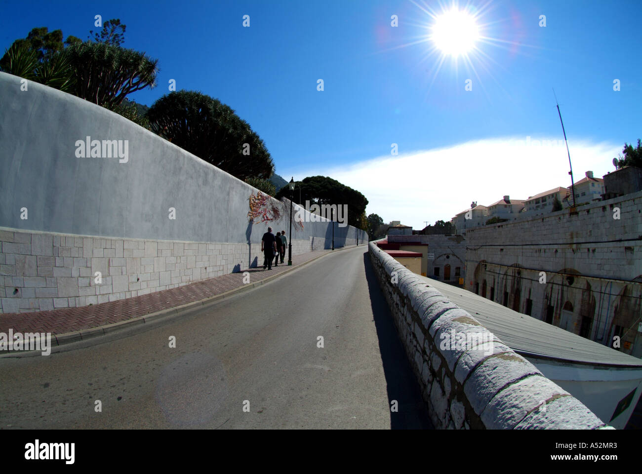 city of gibraltar the rock wideangle fisheye lens road empty Stock ...