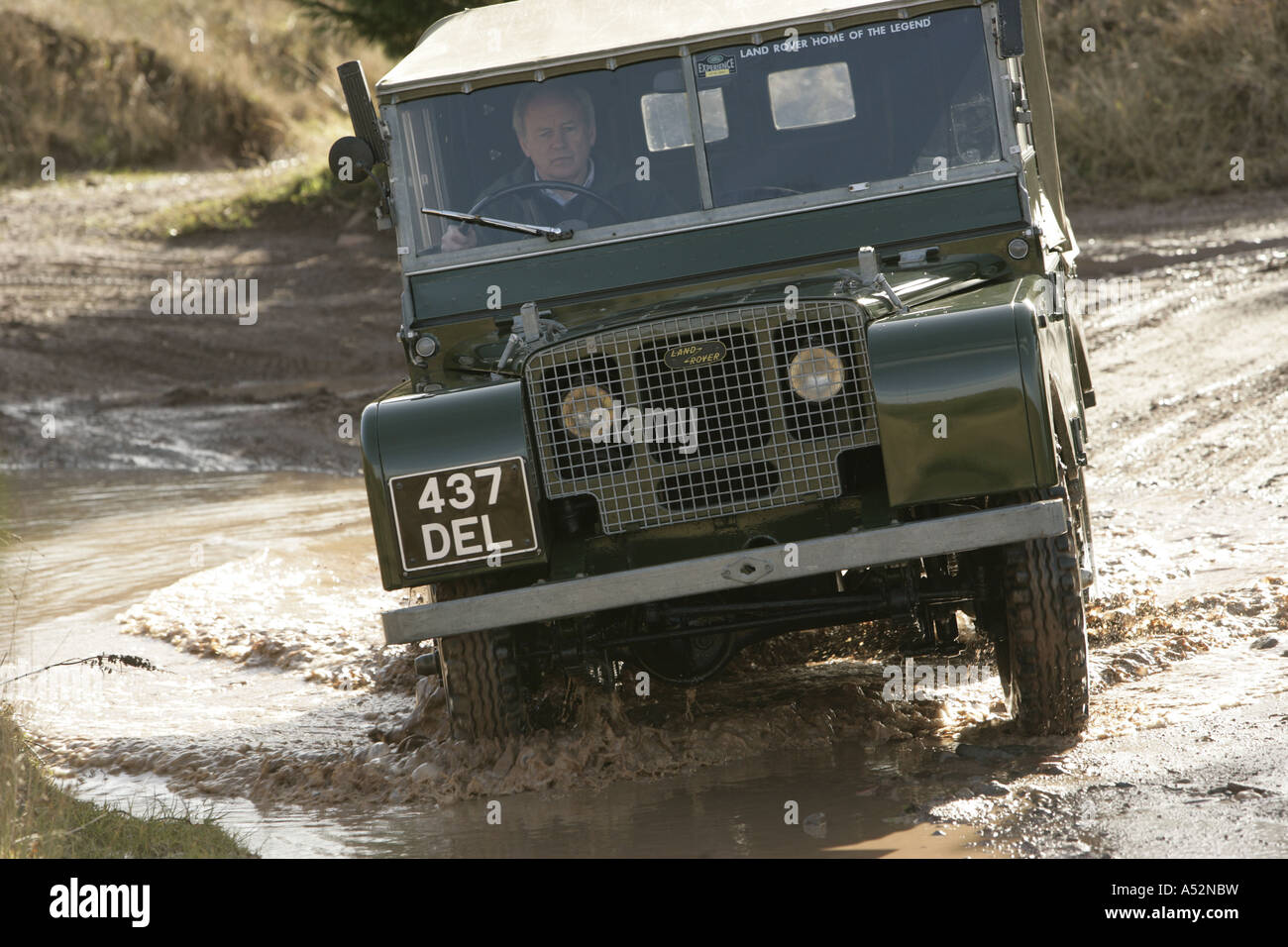 Series One Land Rover on an off-road course at the Land Rover factory ...
