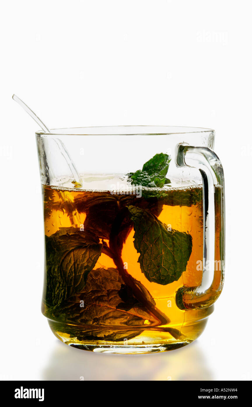 Peppermint tea in glass cup Stock Photo - Alamy