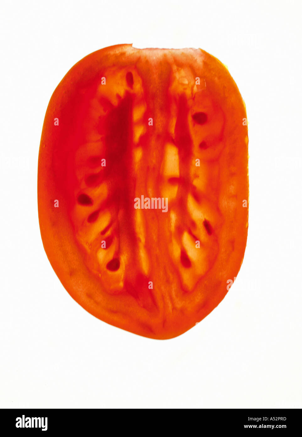 Plum tomato longitudinal section detail Stock Photo - Alamy