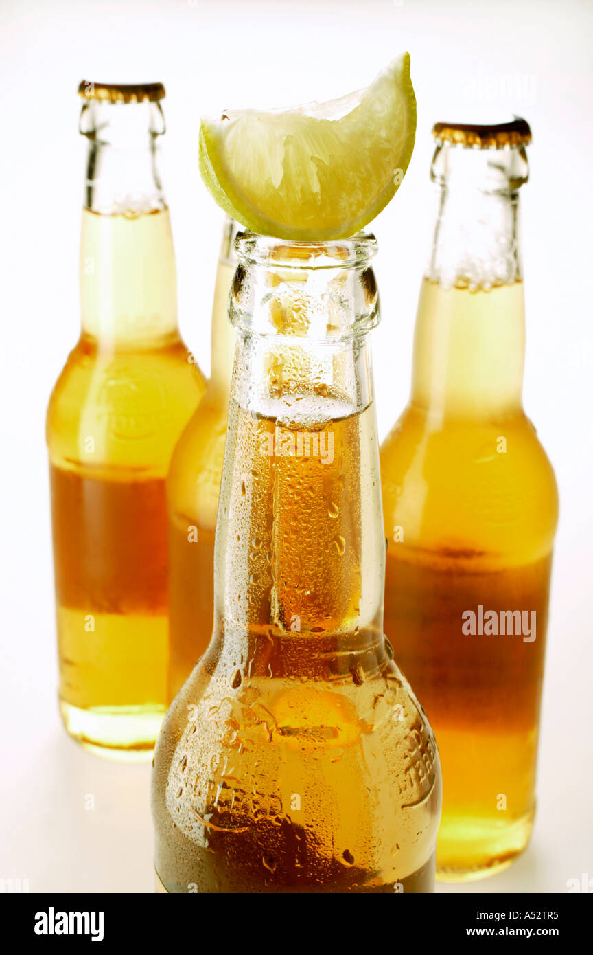 A few bottles of Ginger Ale with wedge of lemon Stock Photo - Alamy