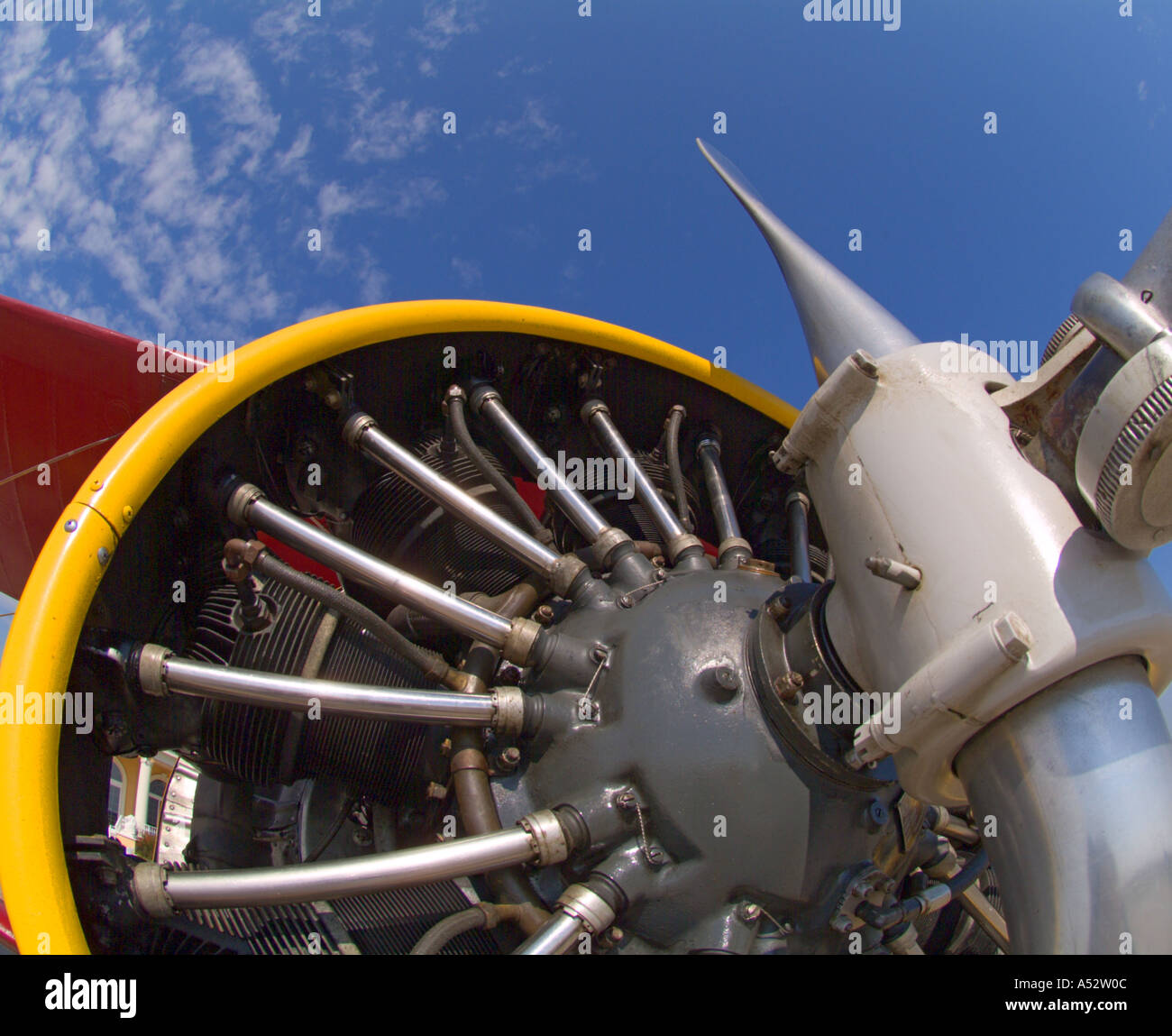 bi plane engine and propeler aircraft biplane Stock Photo - Alamy