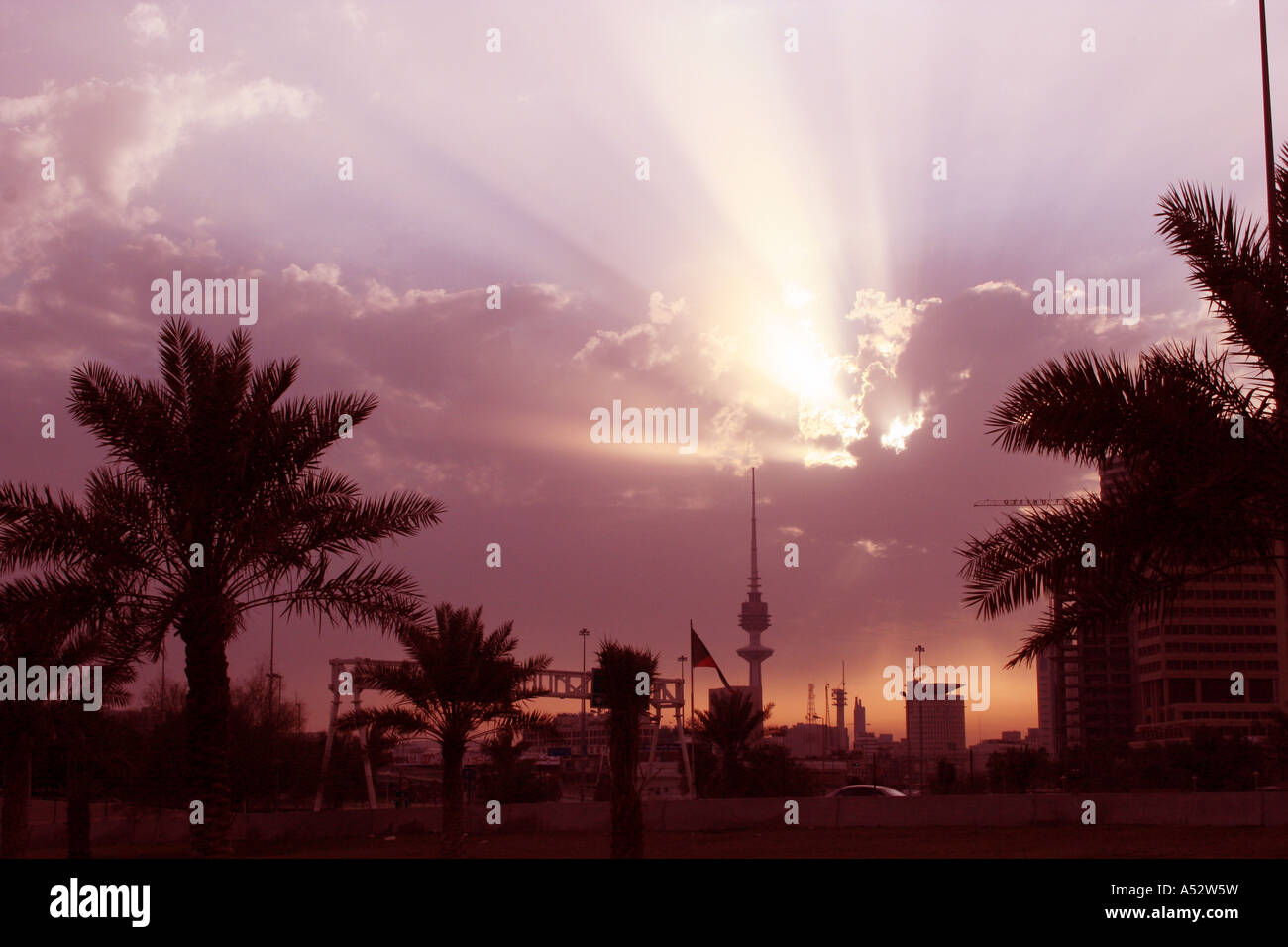 sunset in kuwait city Stock Photo - Alamy