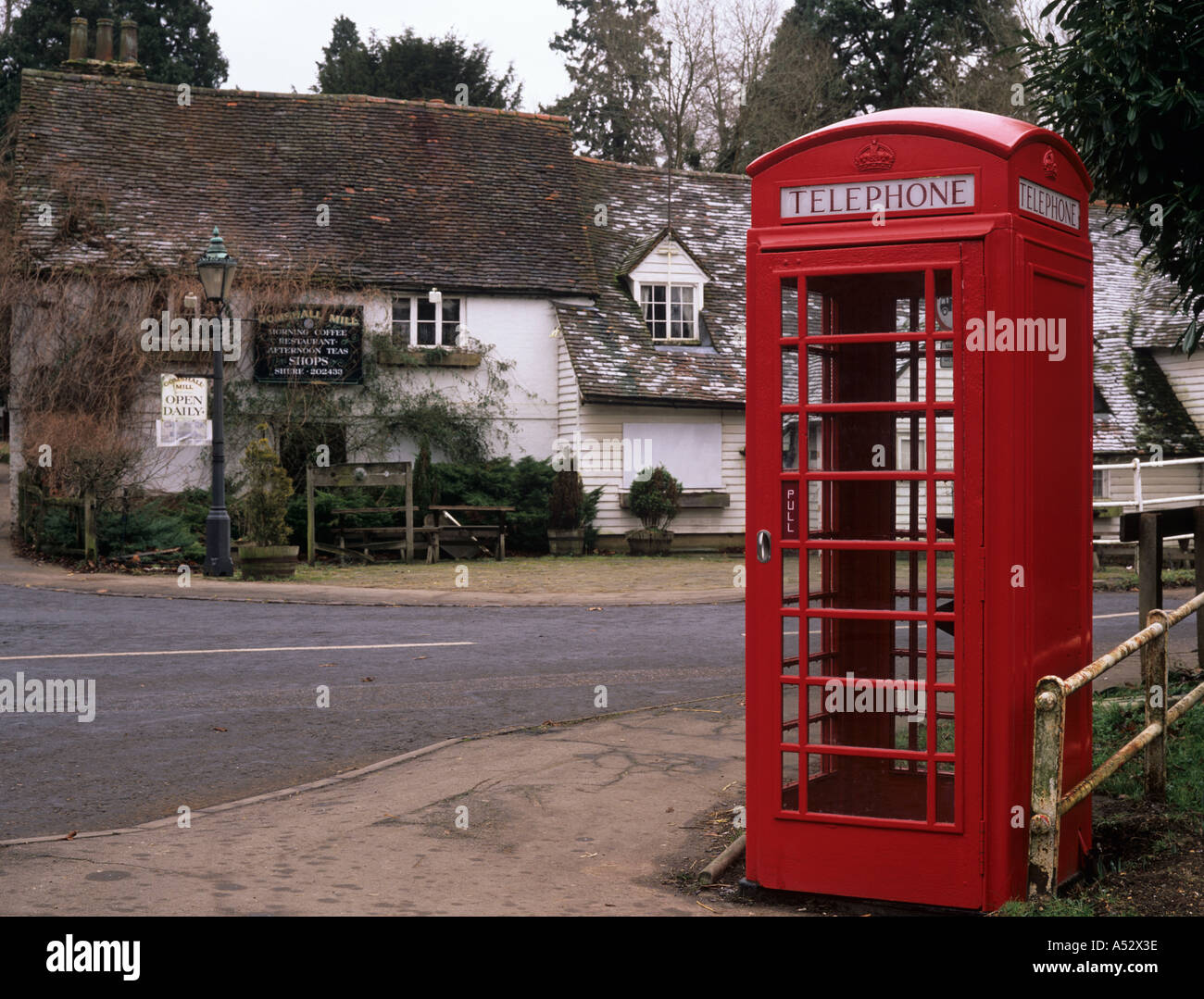 RED TELEPHONE BOX K6 by Gomshall Mill restaurant Gomshall Surrey ...