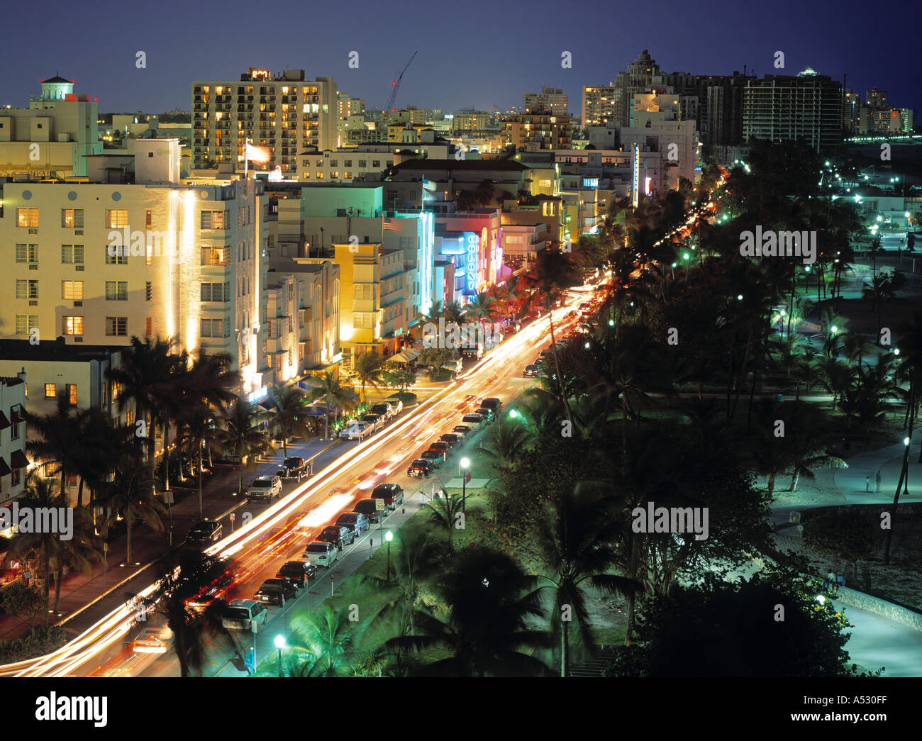 Art Deco Houses, Ocean Drive, Miami, Florida, USA Stock Photo - Alamy