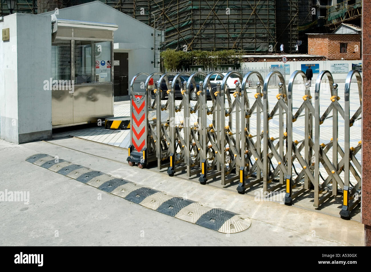 Security Gate to Building Site, Shanghai Stock Photo - Alamy