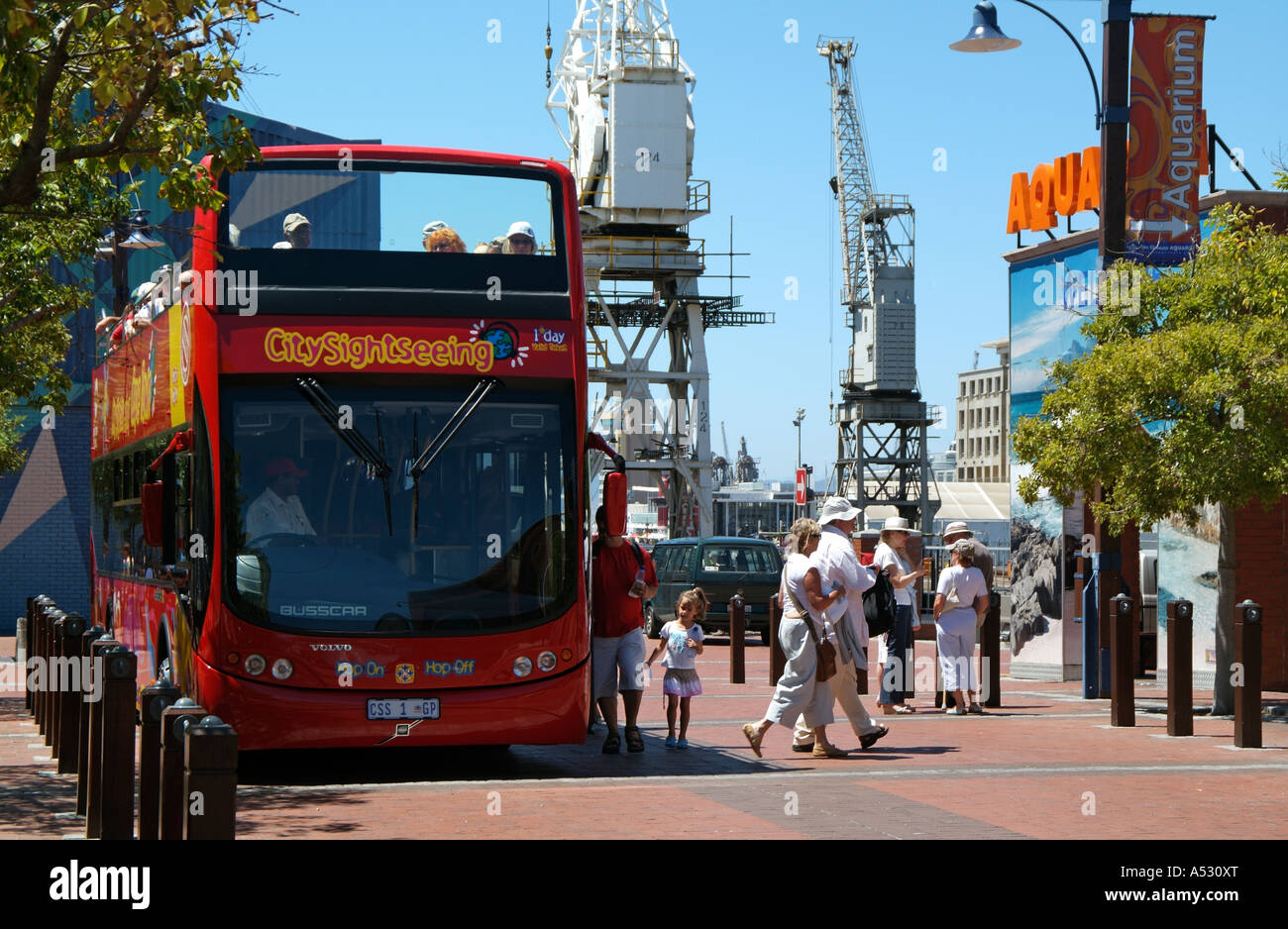 Sightseeing bus Cape Town South Africa RSA Tourbus Passengers boarding ...