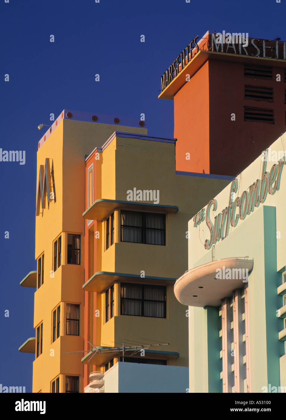 Art Deco Houses, Ocean Drive, Miami, Florida, USA Stock Photo - Alamy