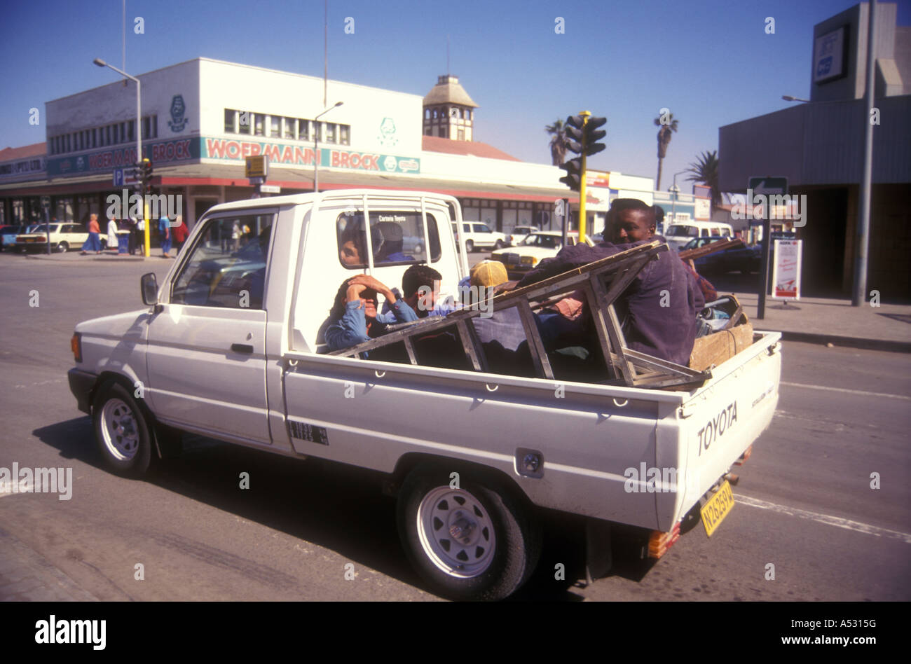 Pick up truck carrying workers Windhoek Namibia south west Africa Stock ...