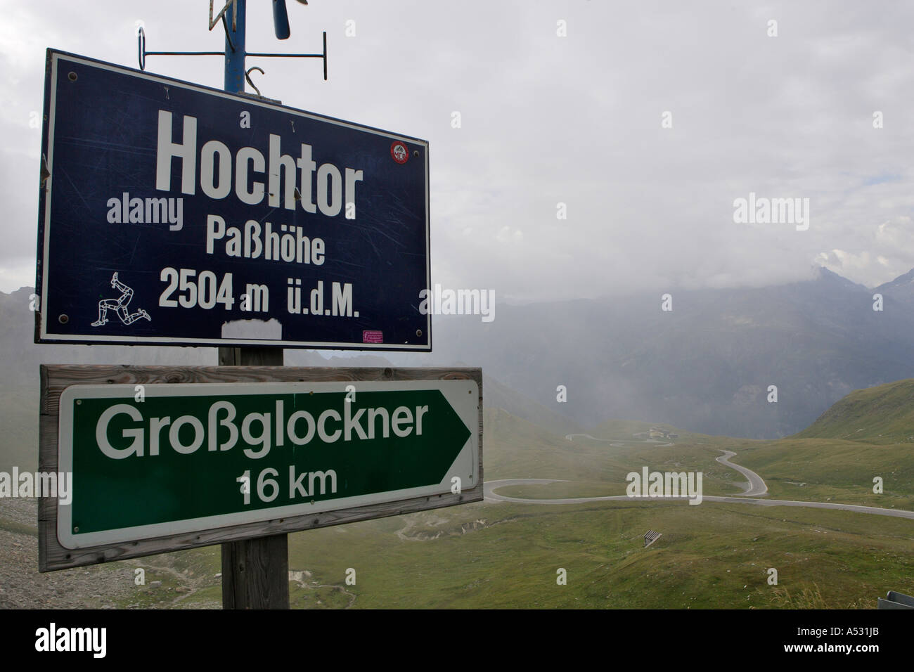 Pass Hochtor on alpine road on Großglockner Carinthia Austria Stock ...