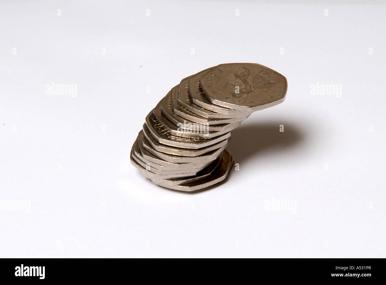 Stack of fifty pence coins Stock Photo - Alamy