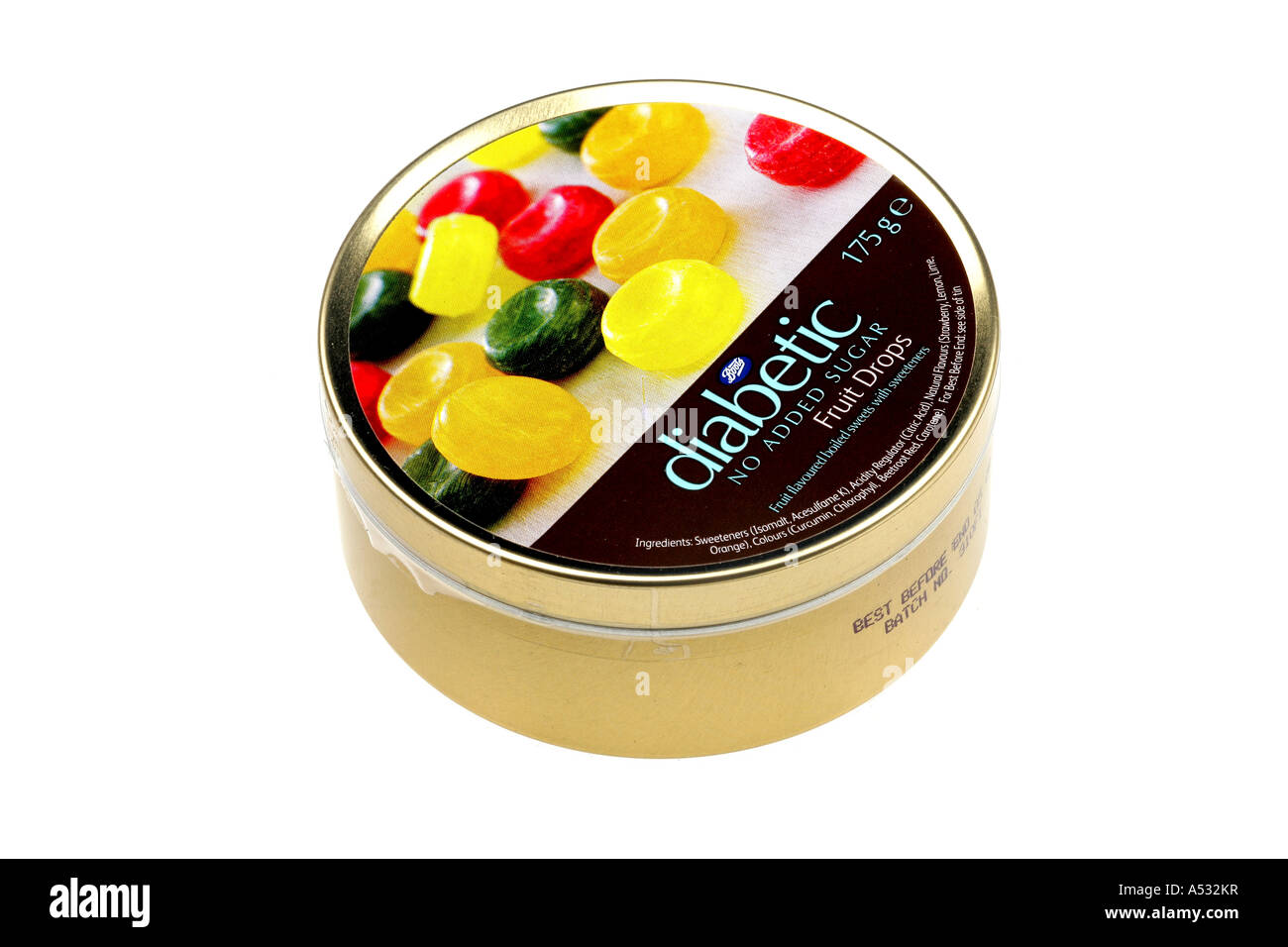 Tin Of Diabetic Colourful Boiled Fruit Drops Sweets Confectionery With ...