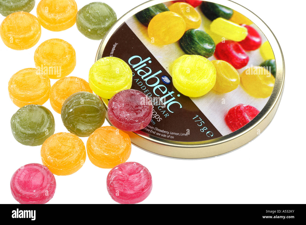 Tin Of Diabetic Colourful Boiled Fruit Drops Sweets Confectionery With ...