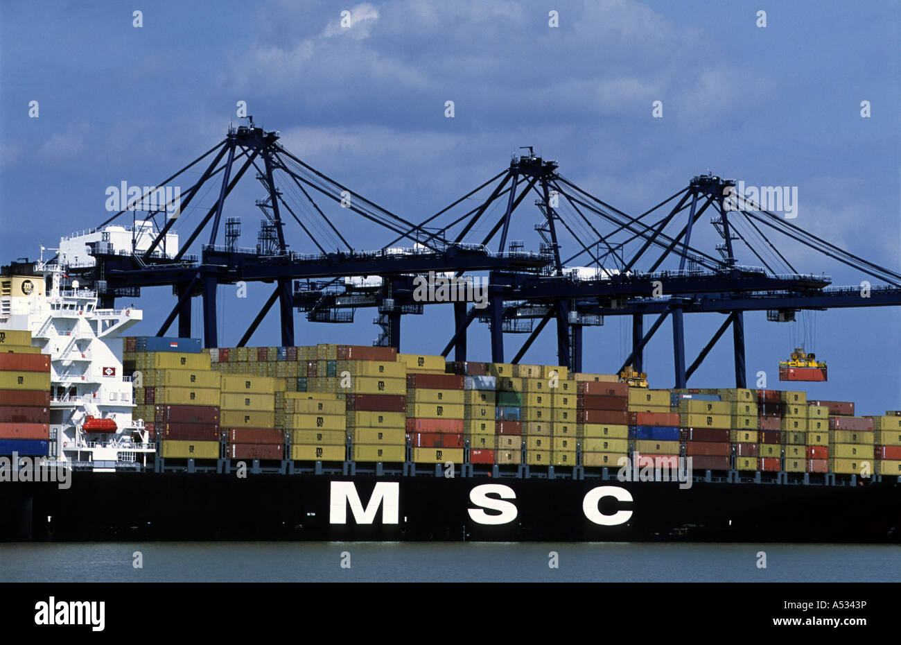 MSC container ship unloading at Trinity Quay, Port of Felixstowe ...