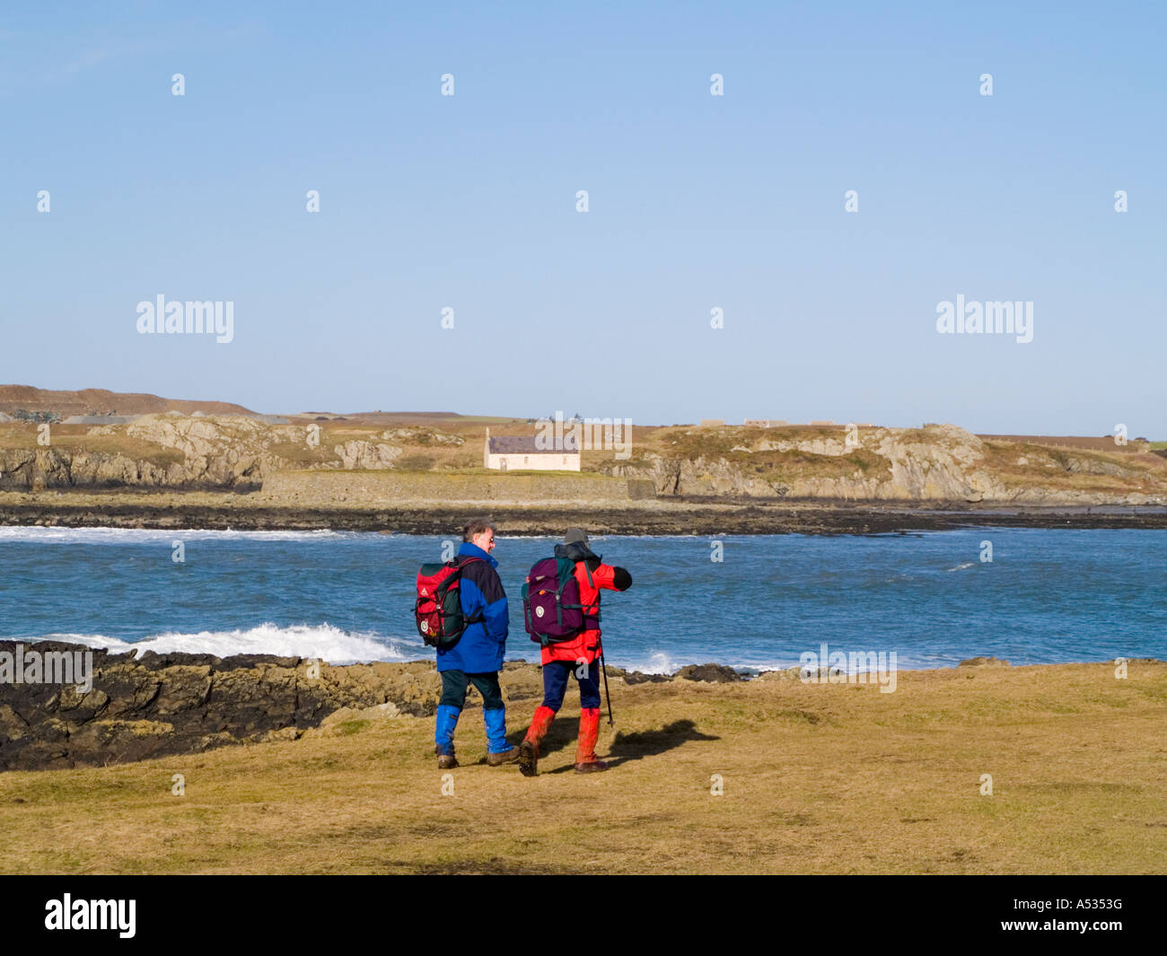 Two Ynys Mon Ramblers Association walkers on St Cwyfan circular and ...