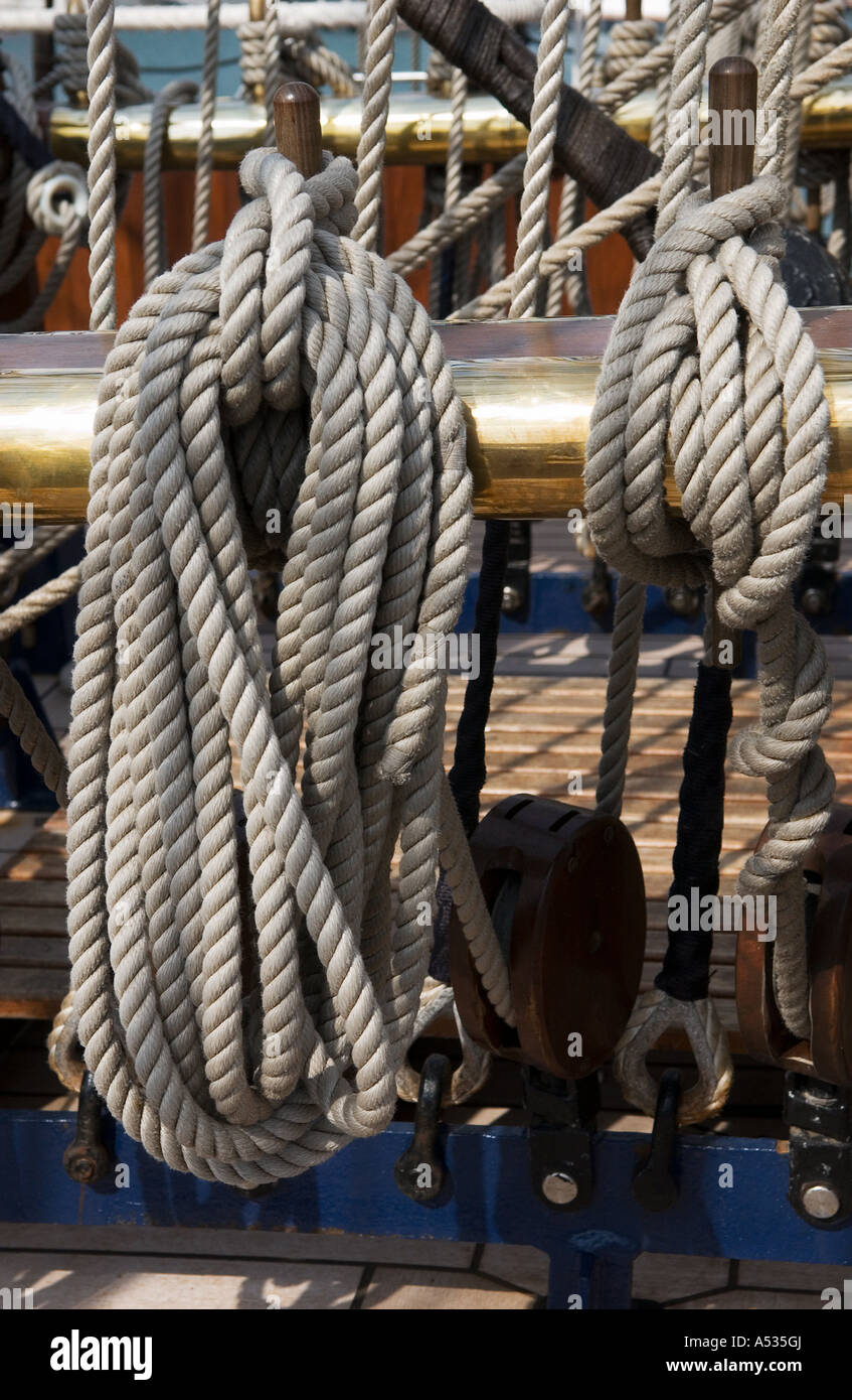 rolled up ropes Stock Photo - Alamy