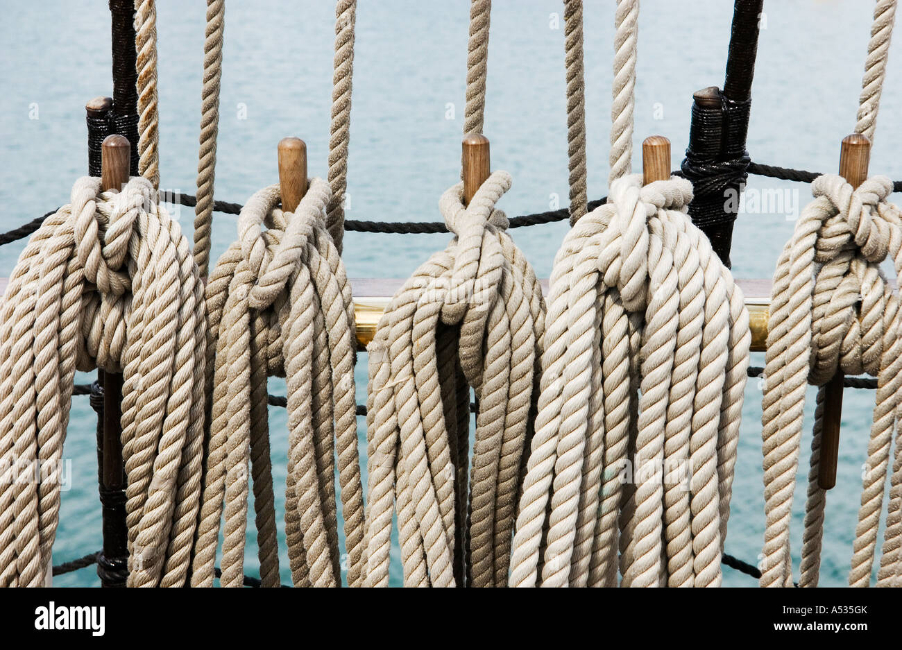 rolled up ropes Stock Photo - Alamy