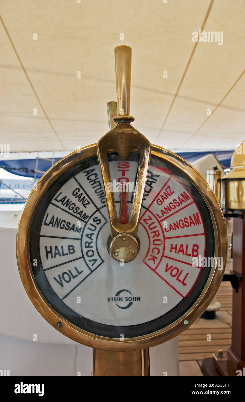 ship telegraph aboard the german tall ship Gorch Fock Stock Photo - Alamy