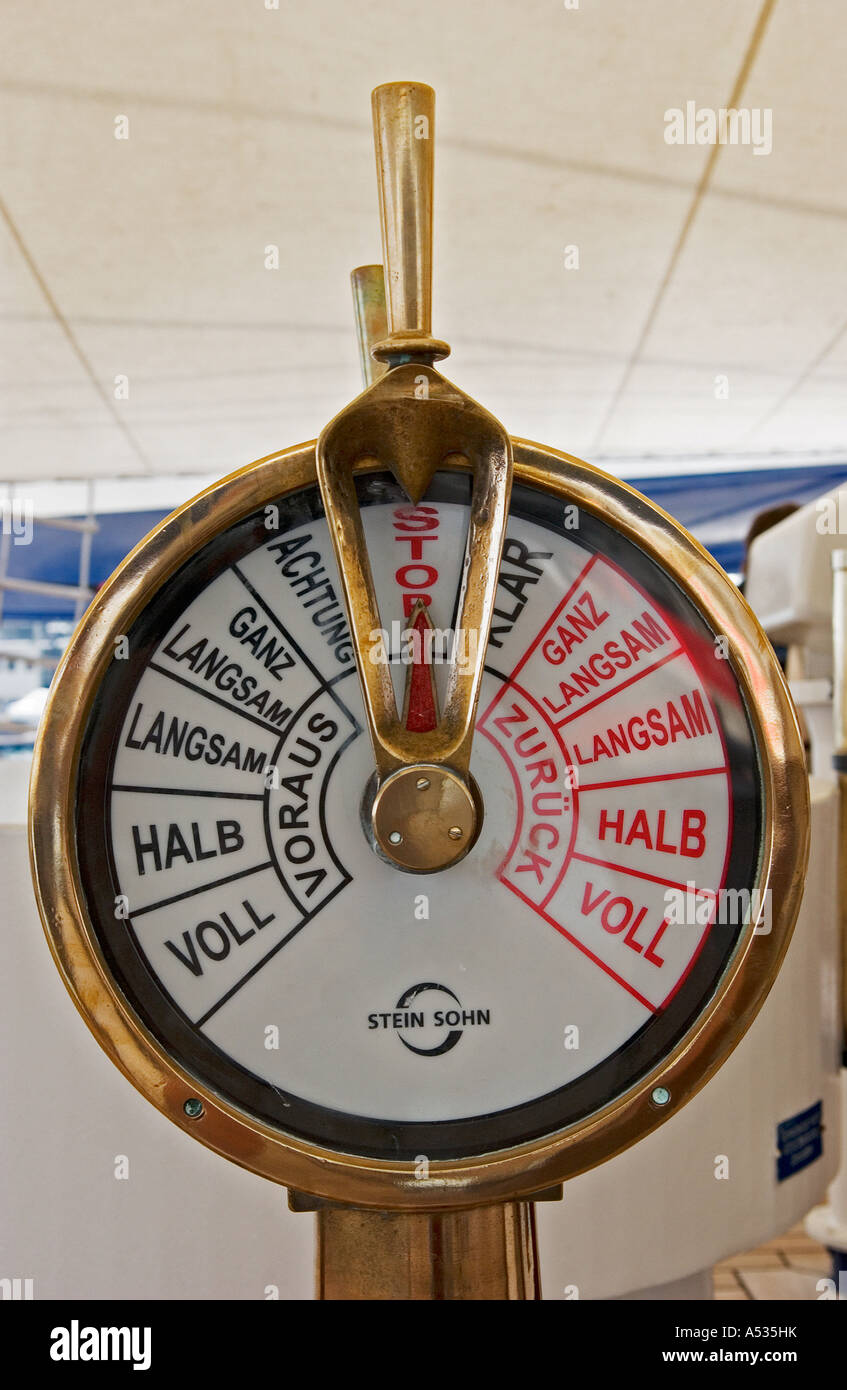 ship telegraph aboard the german tall ship Gorch Fock Stock Photo - Alamy