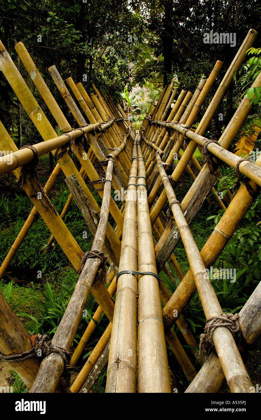 Bamboo bridge in a Bidayuh village Kuching Sarawak Malaysia 2006 Stock ...