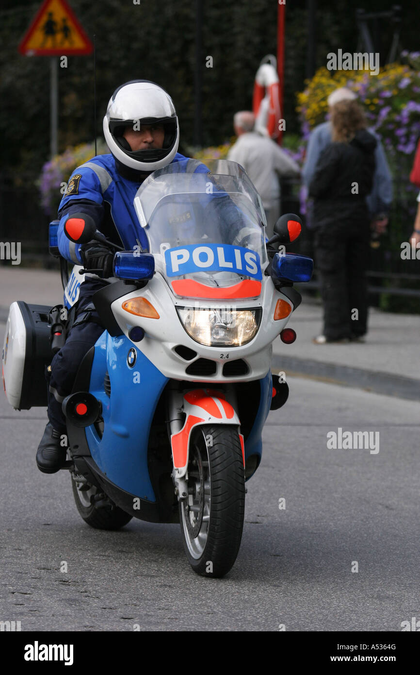 A Swedish policeman on a motorcycle Stock Photo - Alamy