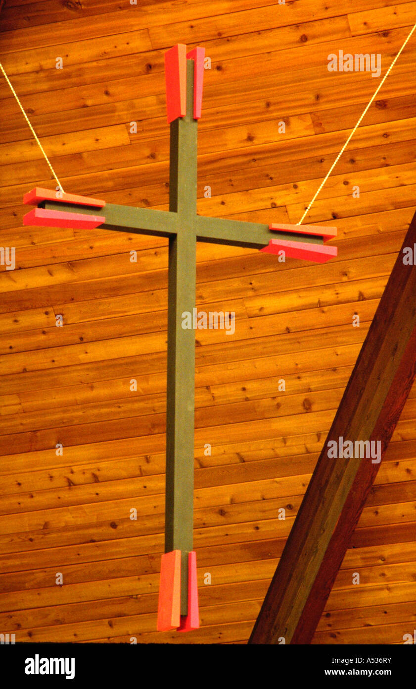 Hanging cross in Bethlehem Lutheran church. Minneapolis Minnesota USA ...