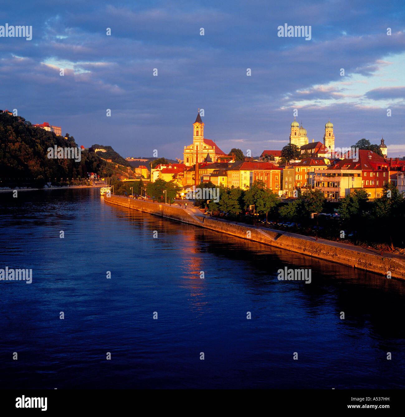 Passau Bavaria, Germany, setting sun evening. Photo by Willy Matheisl ...
