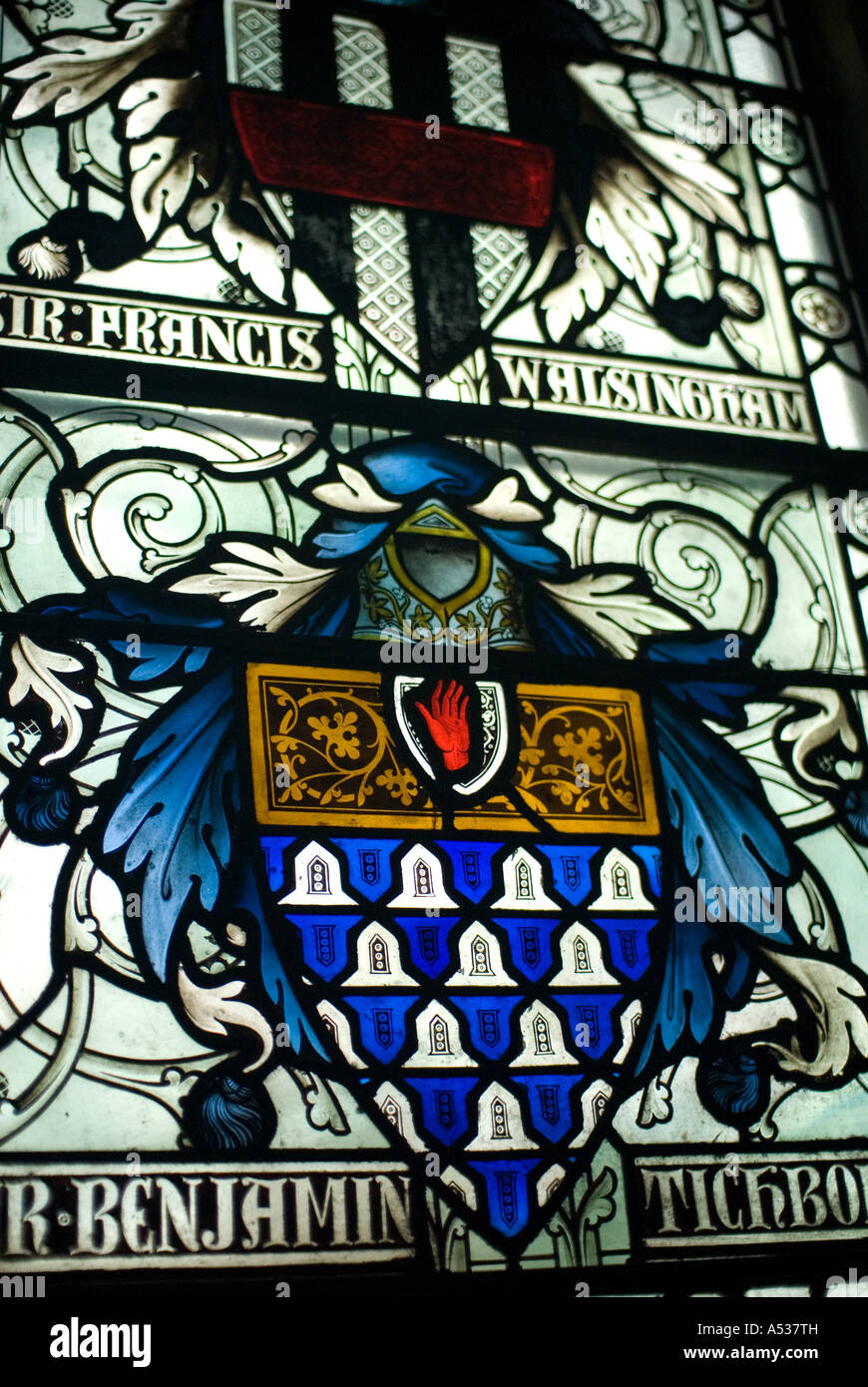 Stained glass window inside the Great Hall Winchester Stock Photo - Alamy