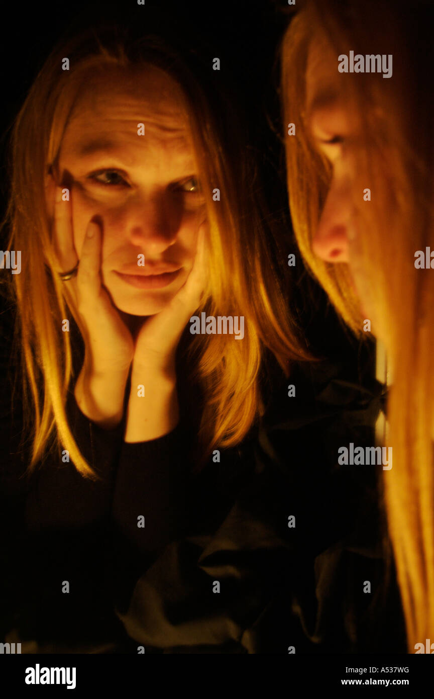 Portrait: Mirrored Blue Sorrow Stock Photo - Alamy