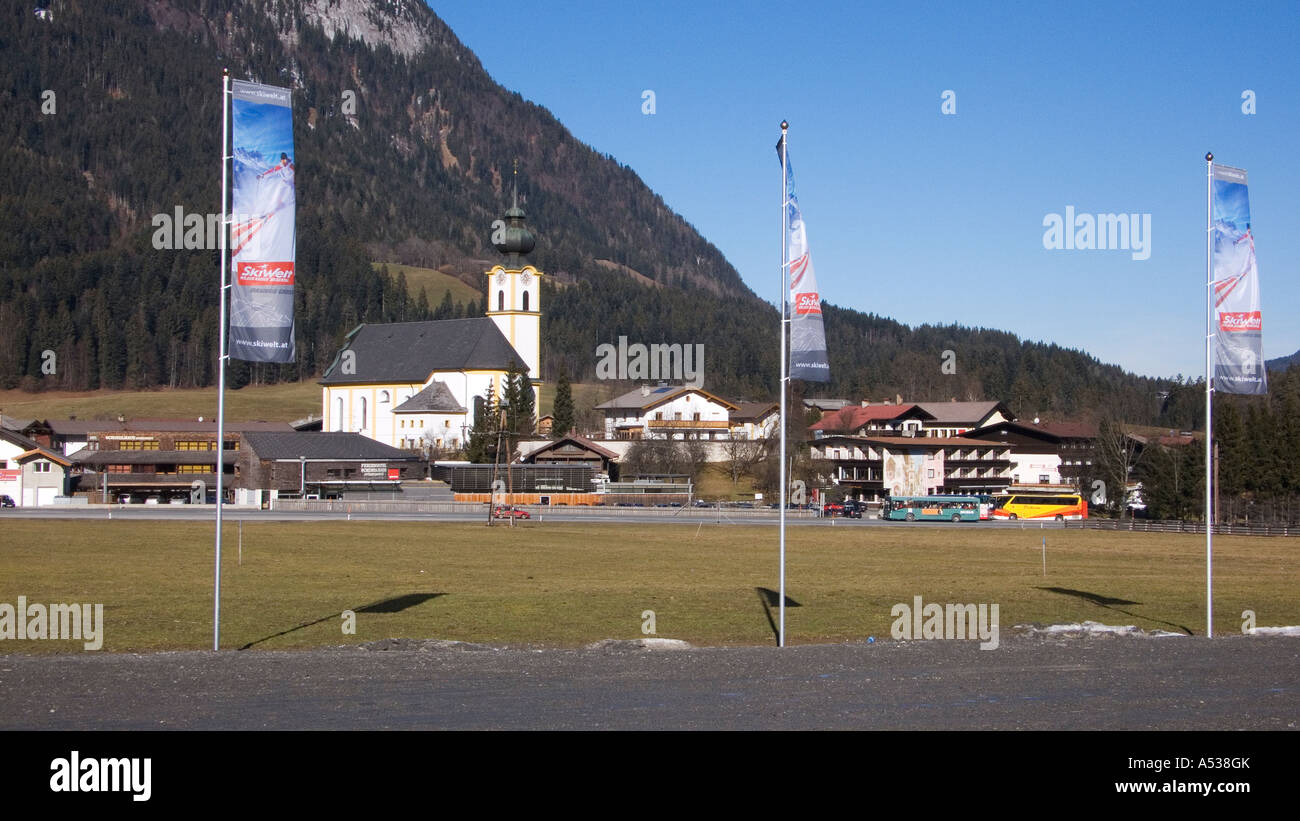 Flags in Soll, Austrian Alps Stock Photo - Alamy