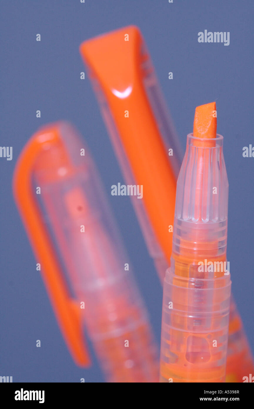 Macro: Orange Highlighters Stock Photo - Alamy