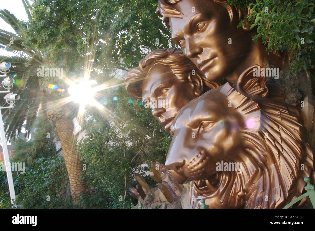 Portrait Bust: Sigfred & Roy & Lion with light shimmering through tree ...